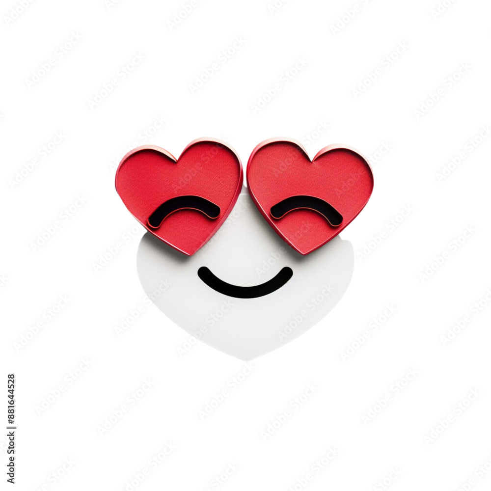 3D heart eyes emoji on a transparent background, showcasing love and affection in a playful and ...