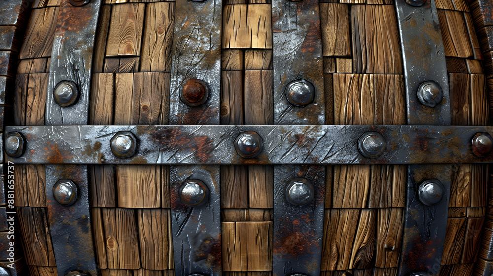 Seamless wooden beer or whiskey barrel with metal straps background ...