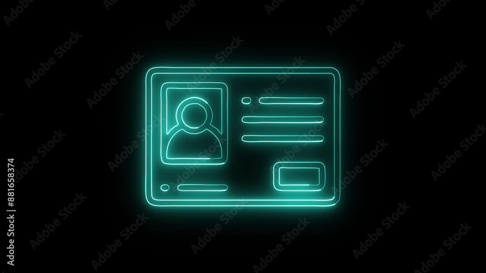 Neon ID Card icon. Identification card outline icon . personal ...