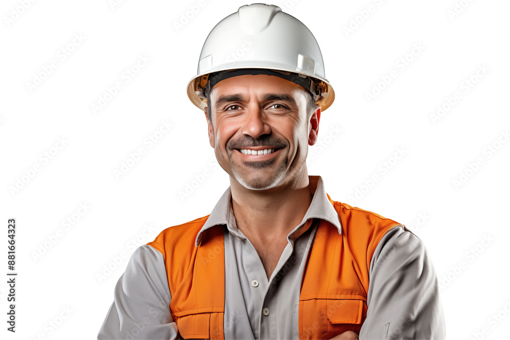European public works worker smiling on transparent background ...