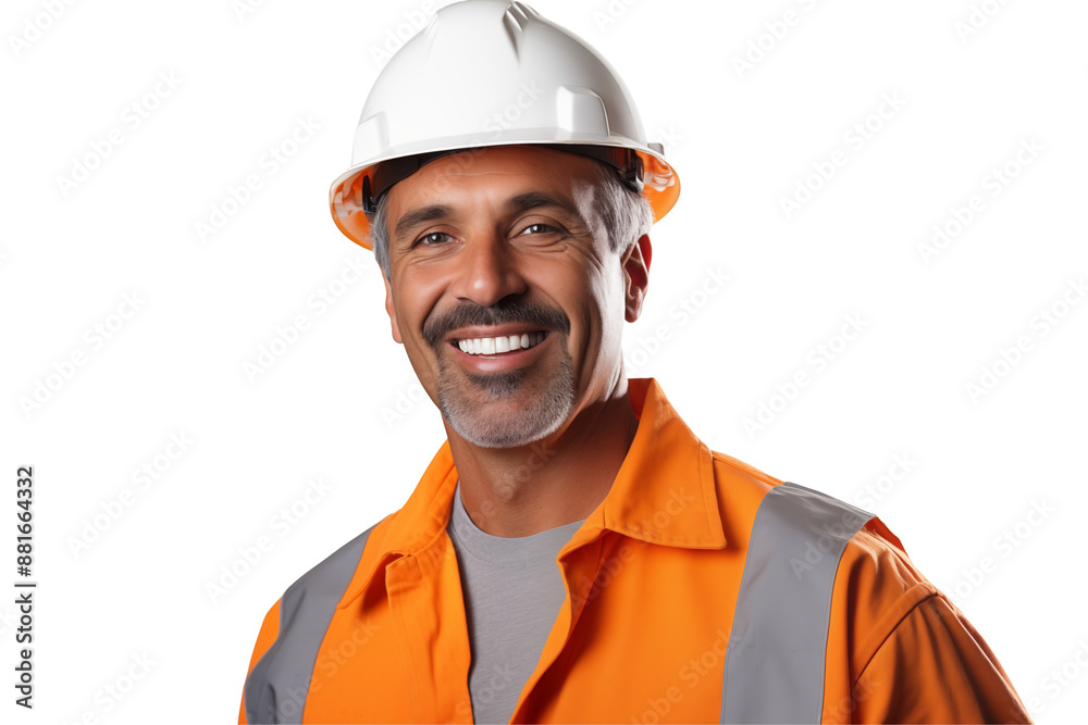 European public works worker smiling on transparent background ...