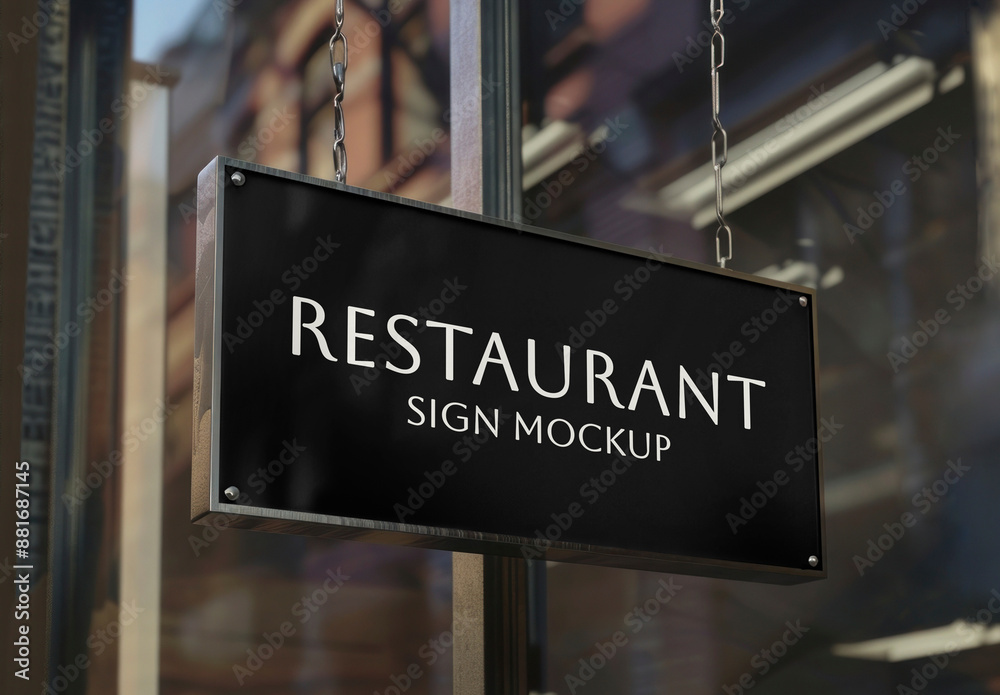 Hanging Store Sign Mockup With Generative AI Stock Template | Adobe Stock