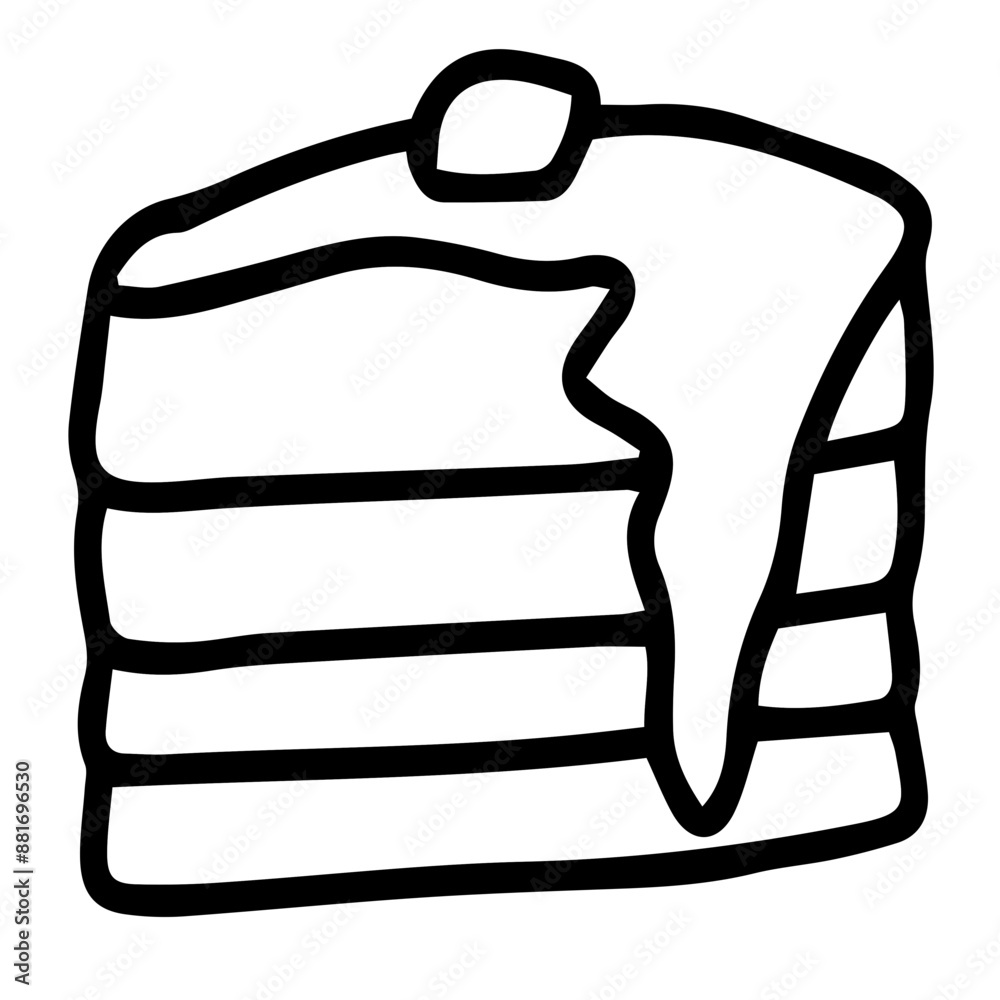 Hand drawn black and white color of pancake design isolated on ...