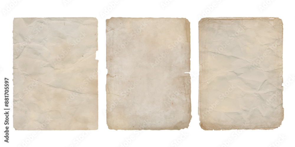 Vintage old paper with ripped torn edges and wrinkled crumpled textures ...