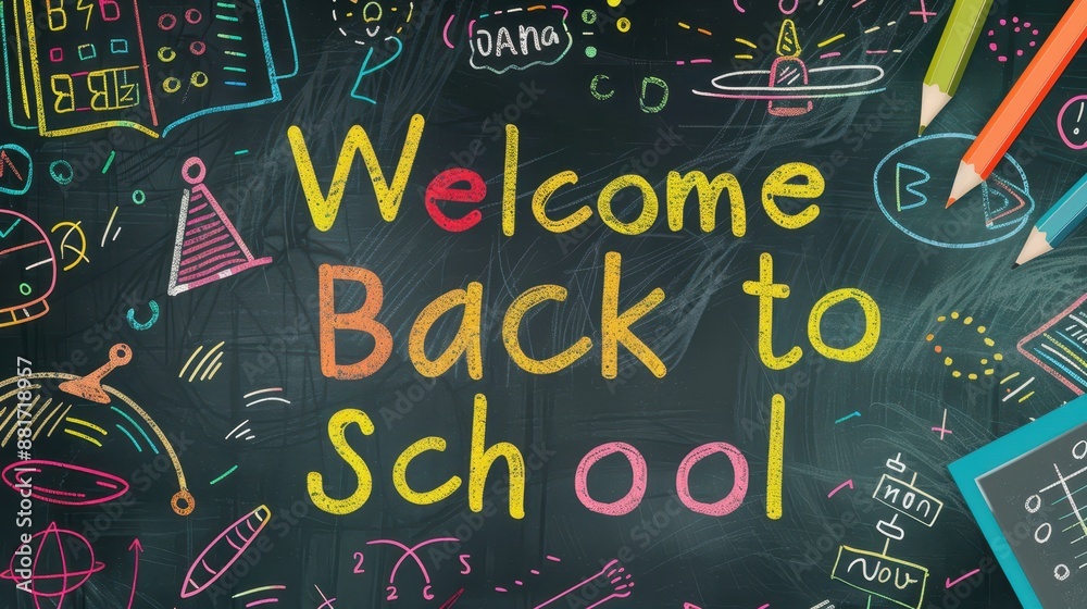 Banner featuring a vibrant chalkboard background with colorful chalk ...