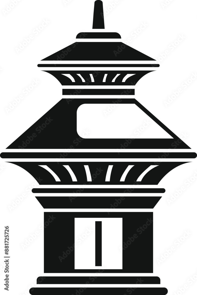 Black and white illustration of a traditional nepalese pagoda ...