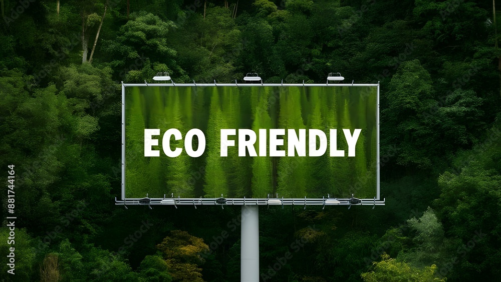 Eco Friendly Billboard in Forest , Sustainable Message on Green ...