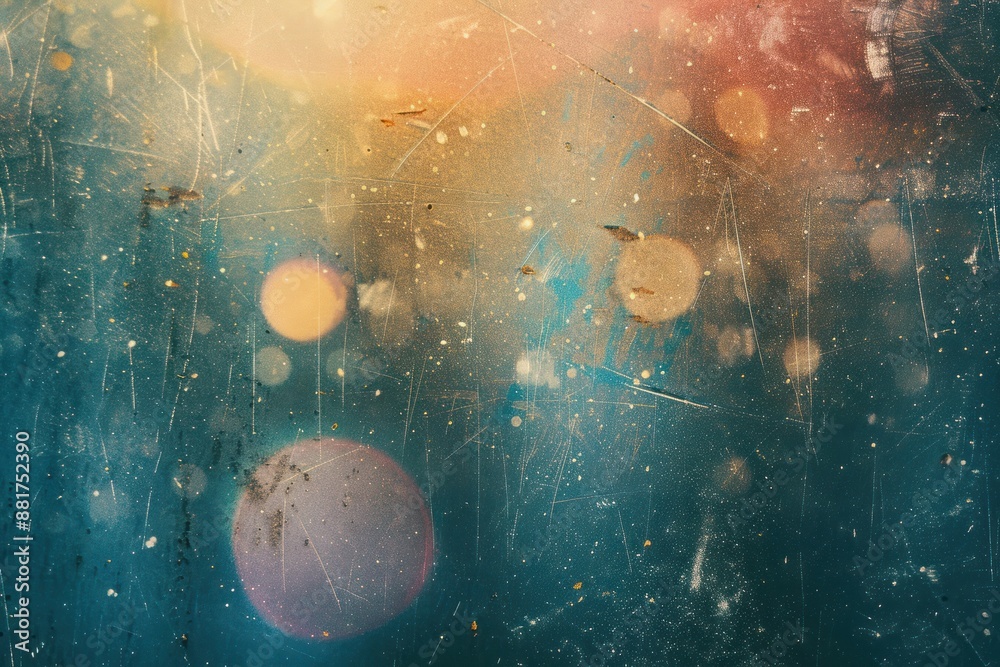 Dust scratches overlay. Old film effect. Blue distressed faded glass ...