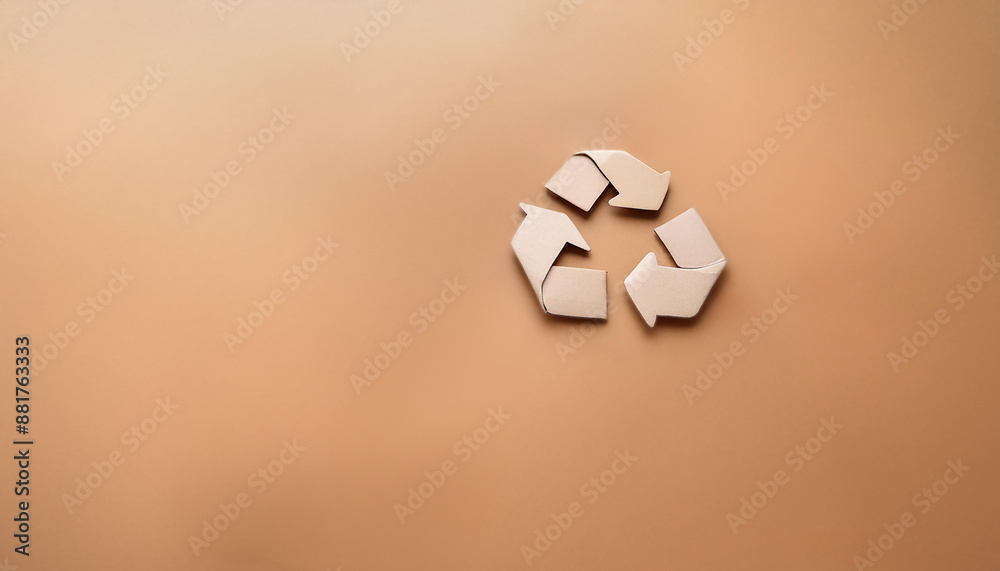 Recycling-themed brown paper background: Recycling symbol made out of ...