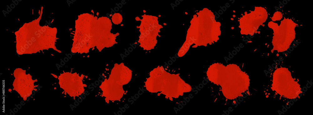 Collection of blood splatter, horror background. splash overlays on ...