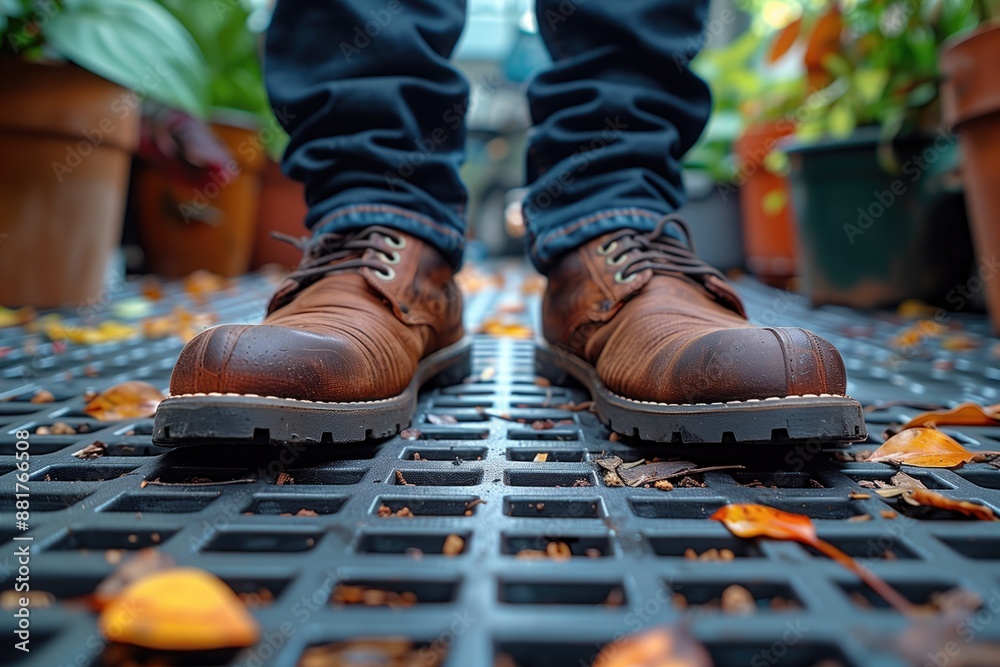 Foot Lift Under Desk: An employee lifting one foot off the ground while ...