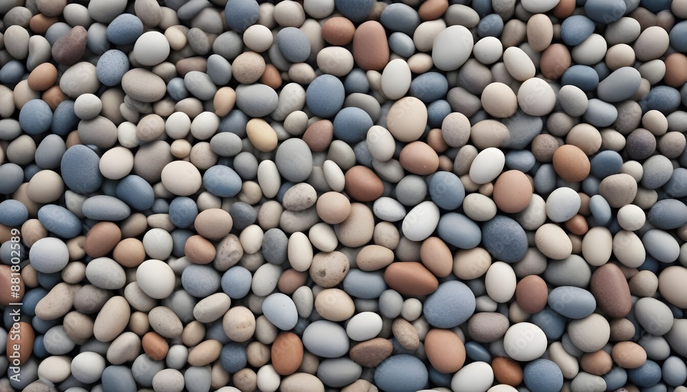 A diverse spread of pebbles in an array of sizes and shades, laid out ...