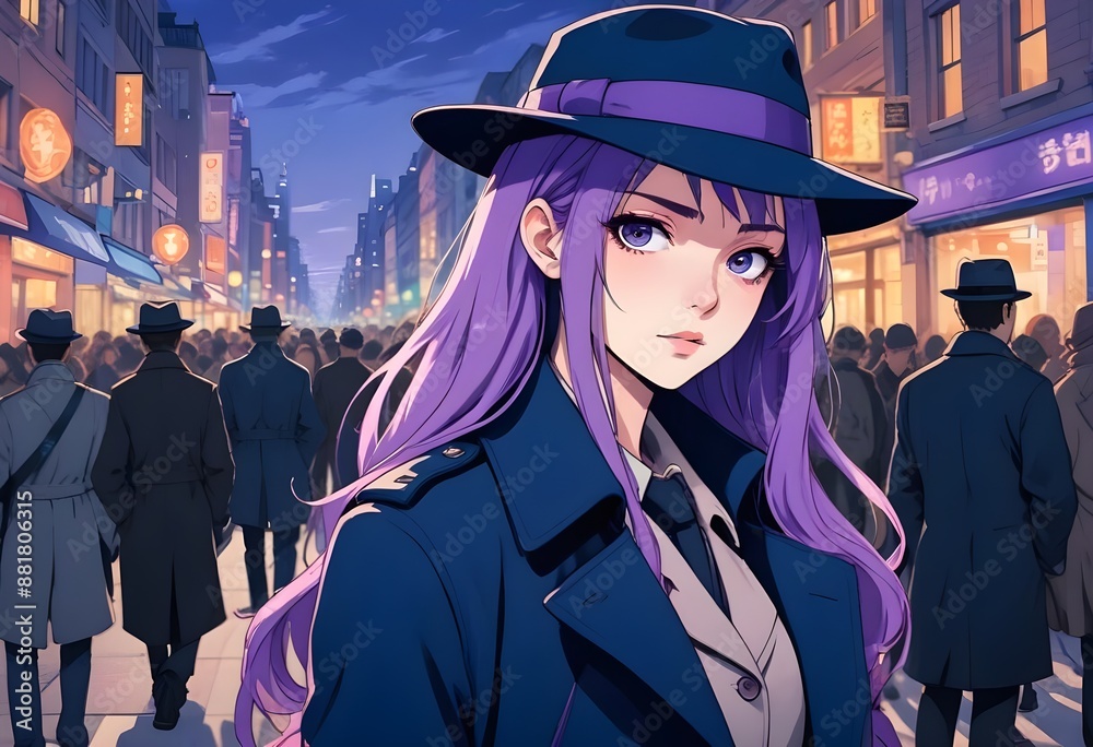 colorful flat illustration classical animes, Anime-style undercover ...