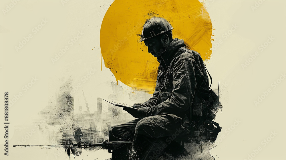 Minimalist Poster for Builders Day - Silhouette of Construction Worker ...