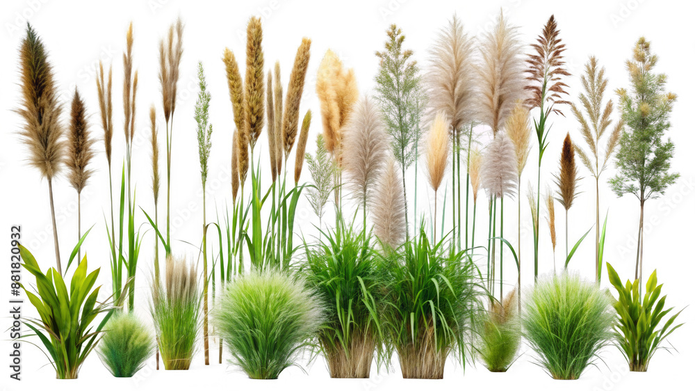 Grasses and Reeds - Different species of grasses and reeds on a ...