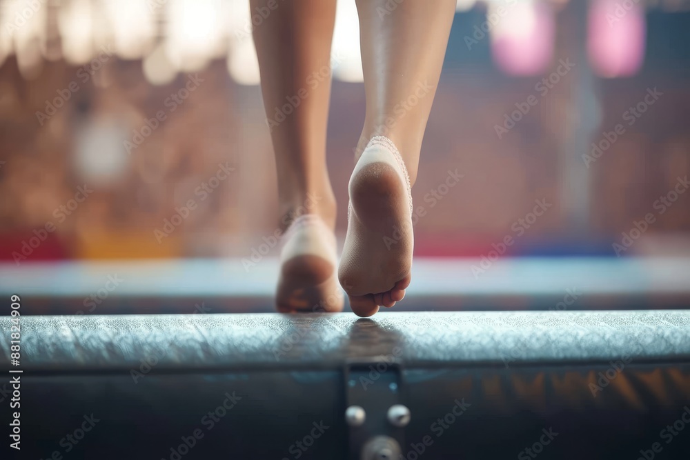 Feet Of Young Gymnast On Balance Beam Feet of unrecognizable woman ...