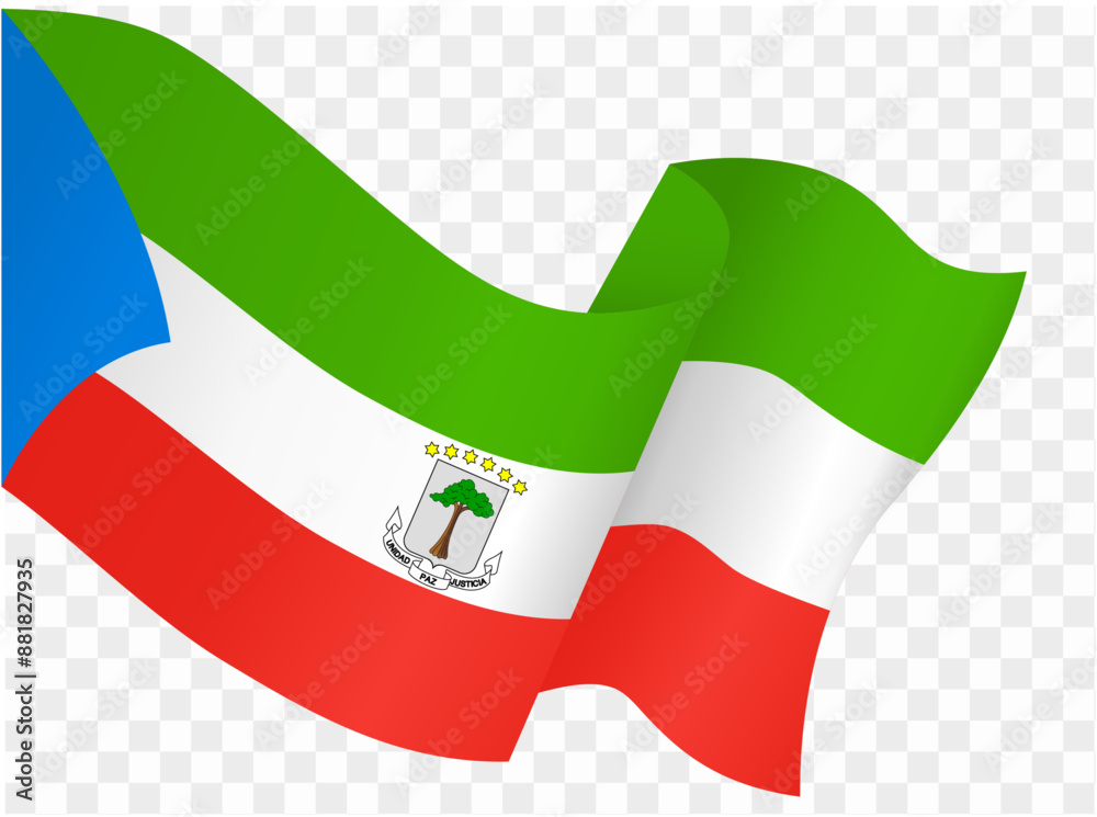 Equatorial Guinea flag wave isolated on png or transparent background vector illustration. Stock ...
