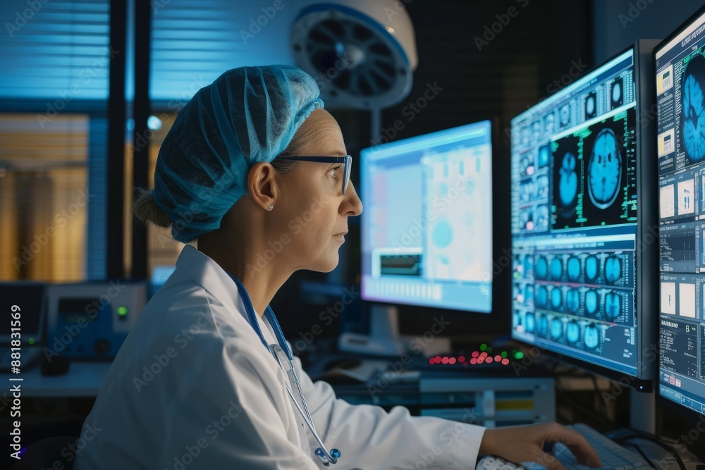 Radiologist in the control room performing a medical scan Radiologist ...