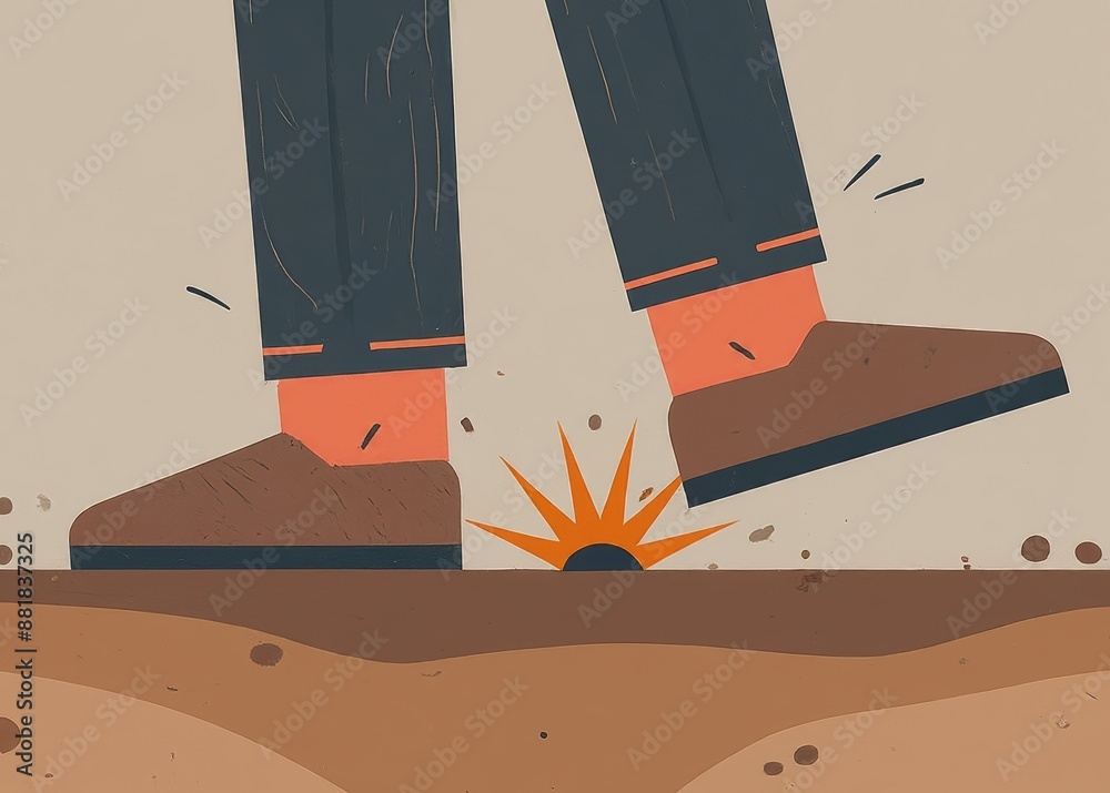 Anti-personnel landmine or land mine is under surface of ground. Human ...