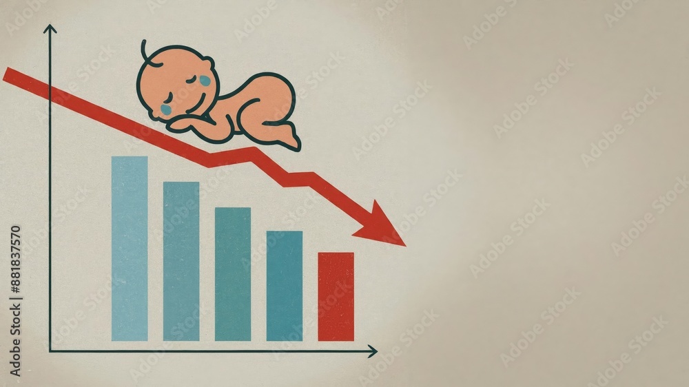 Birth rate is decreasing and declining - chart and graph of low and negative fertility rate ...