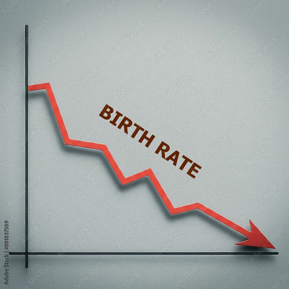 Birth rate is decreasing and declining - chart and graph of low and negative fertility rate ...
