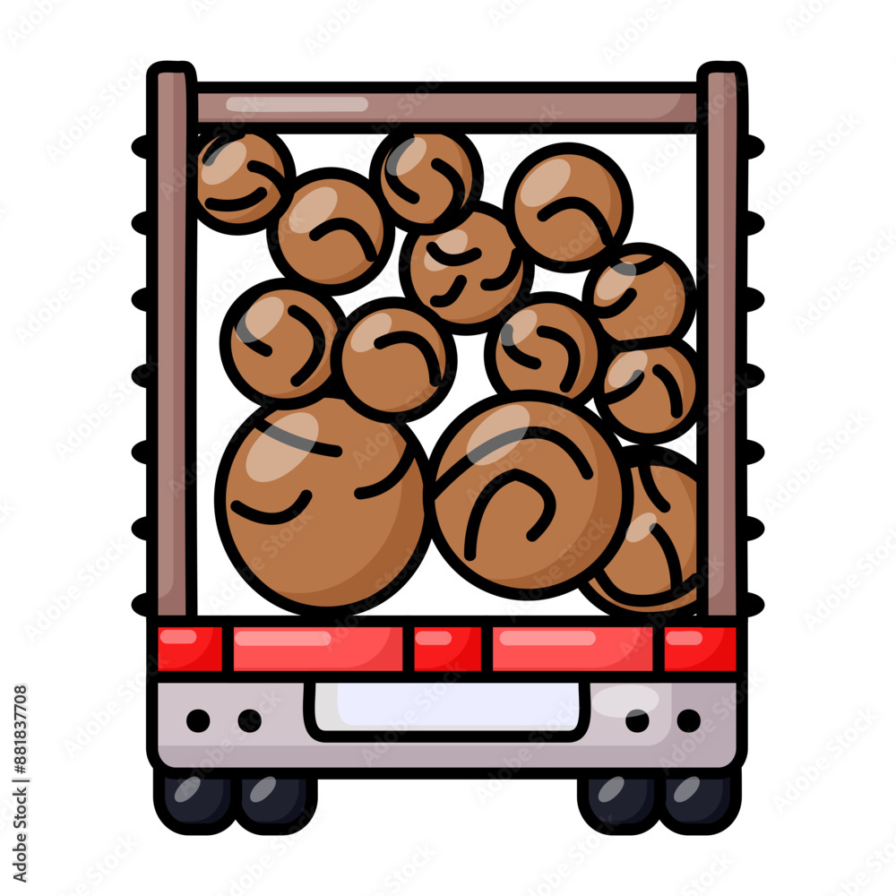 Rear view of loaded logging trailer concept, Heavy truck pulls timber ...