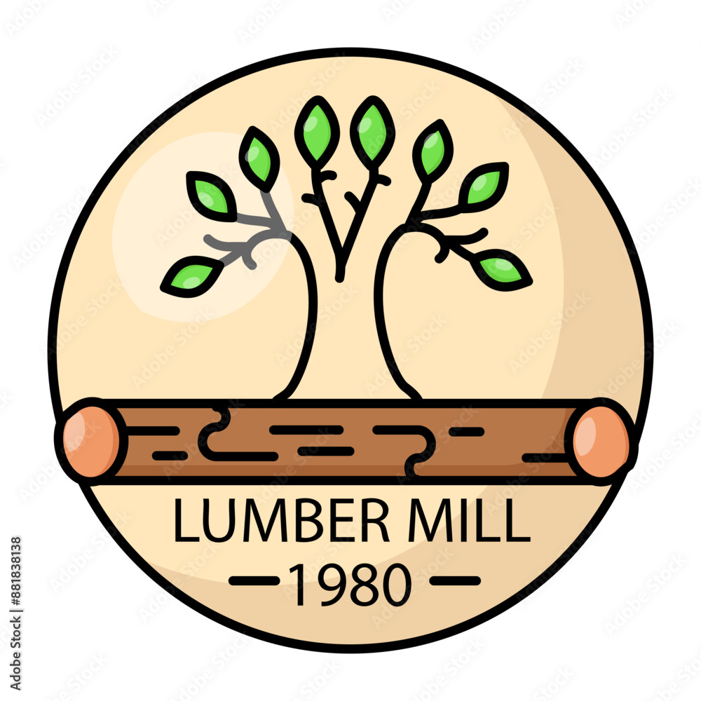 Retro Lumber Mill Log Processing Factory Logo concept,mill yard Company ...