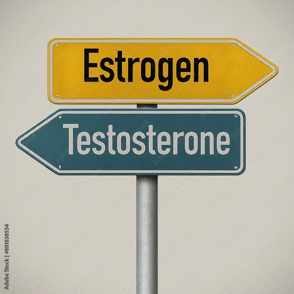 Estrogen vs Testosterone - Traffic sign with two options - Difference ...
