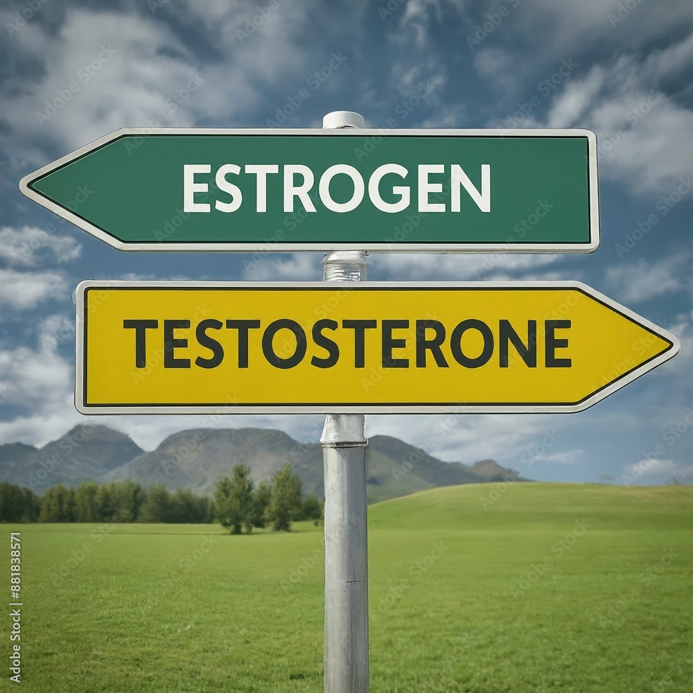 Estrogen vs Testosterone - Traffic sign with two options - Difference ...