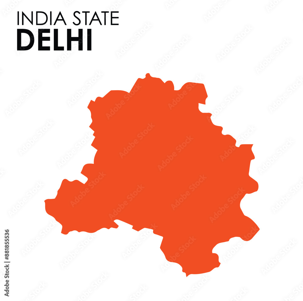 Delhi map of Indian state. Delhi map vector illustration. Delhi vector ...