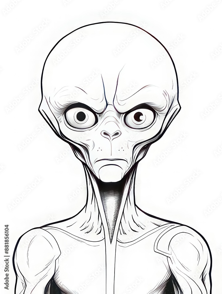 Extraterrestrial Encounter. Otherworldly alien Coloring Page Collection ...