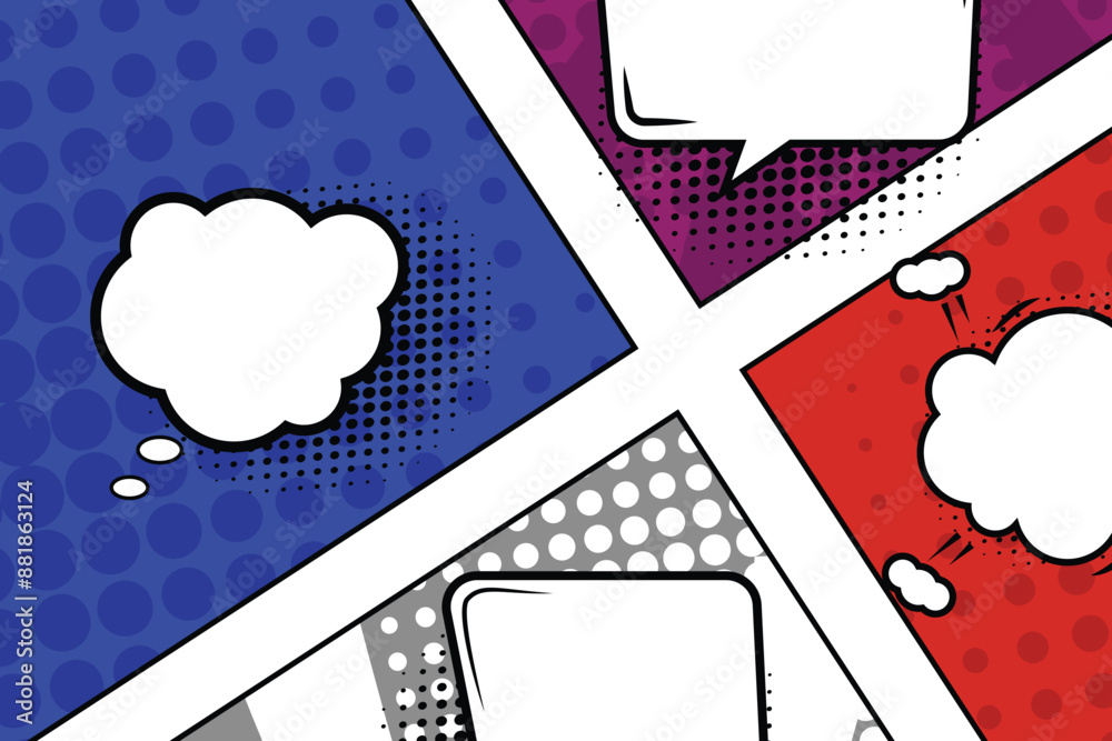 vector comic panels in various colors and angles, comic images, image ...