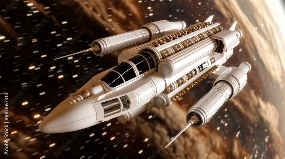 Sci-fi vessel model, designed as an orbiter with intricate components ...