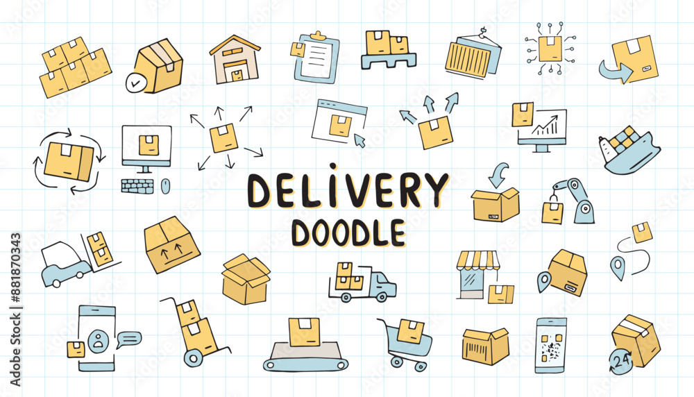 delivery. the pattern. mail. box. icons. transport. sticker. to send ...