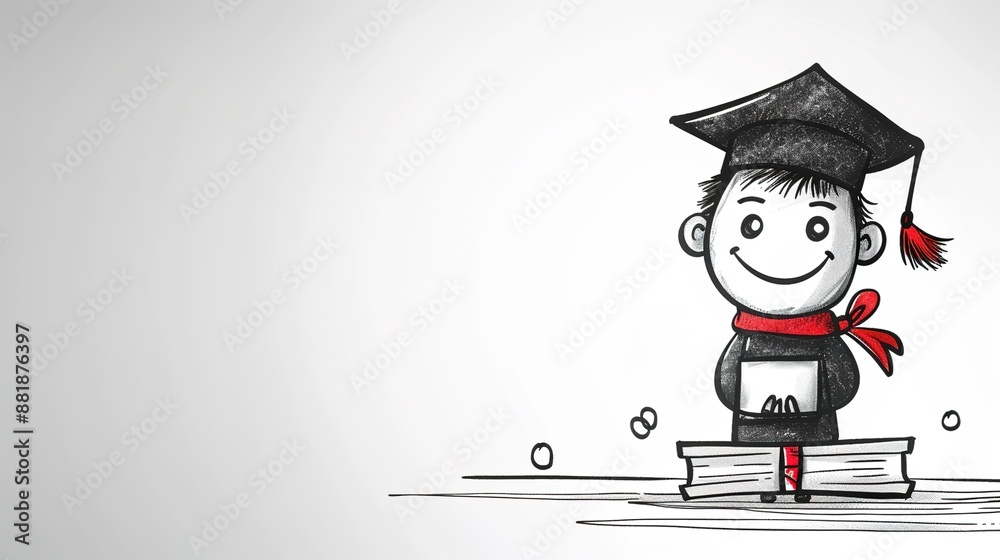 Stick man holding a diploma - graduation ceremony concept - Stick ...