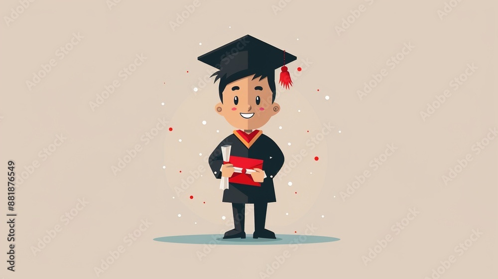 Stick man holding a diploma - graduation ceremony concept - Stick ...