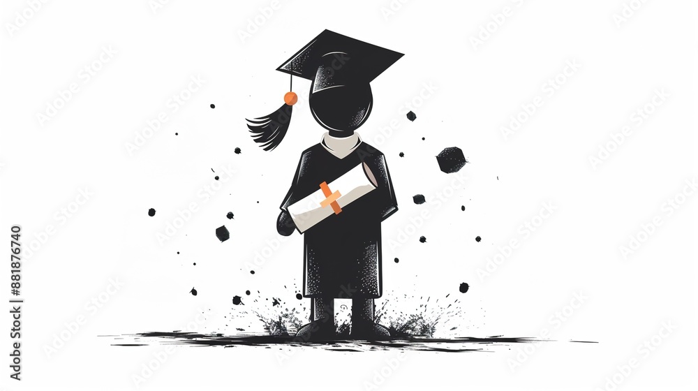 Stick man holding a diploma - graduation ceremony concept - Stick ...