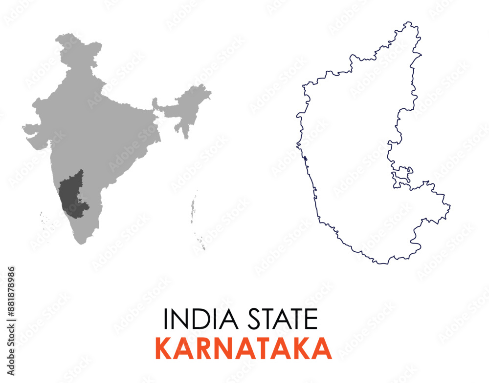 Karnataka map of Indian state. Karnataka map vector illustration ...