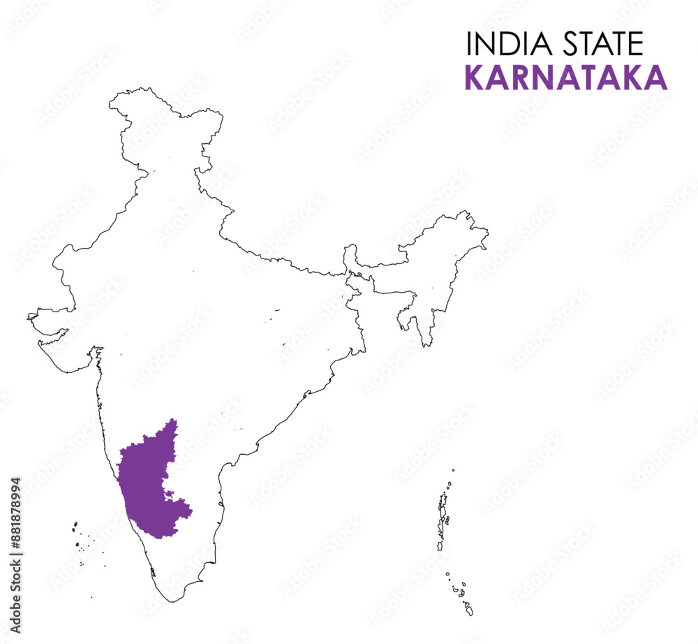 Karnataka map of Indian state. Karnataka map vector illustration ...