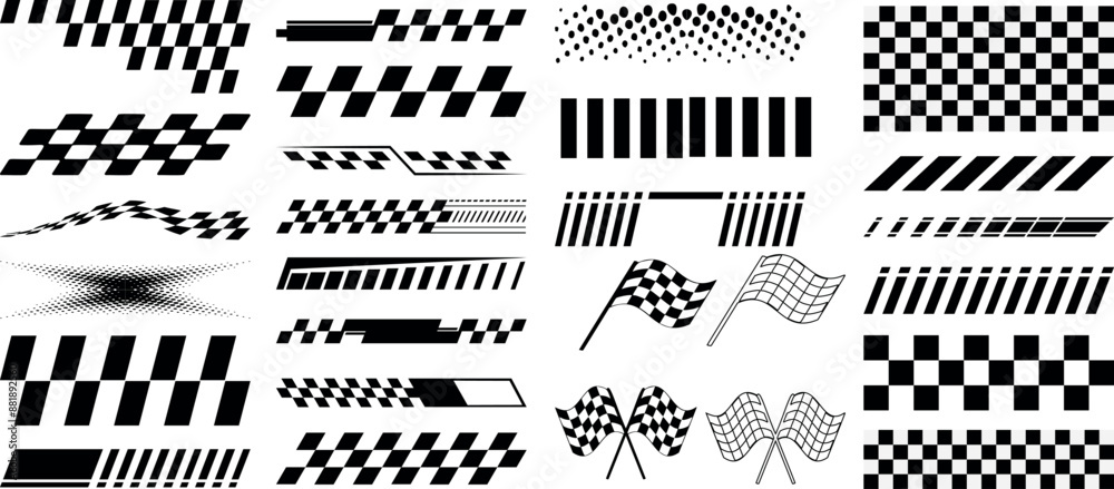 racing stripe vector set, race car vector, checkered flag designs ...