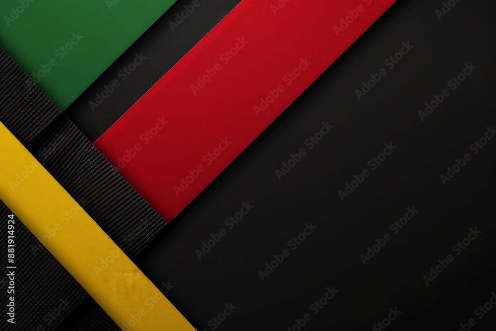 Minimalist black background with red, yellow and green color palette ...