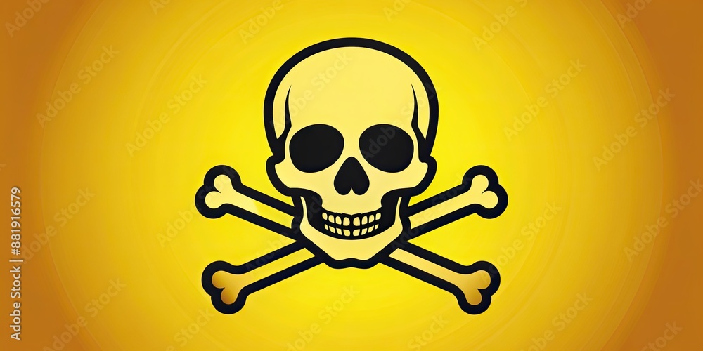 Skull and crossbones icon for danger or poison warning, pirate, toxic ...