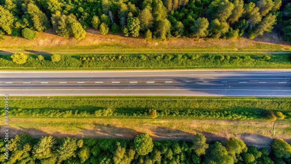 High resolution aerial view of a road top section , road, highway, top ...
