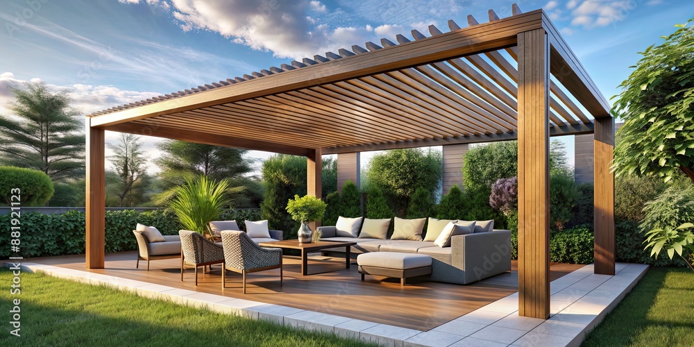 Trendy outdoor patio pergola shade structure with modern design , patio ...