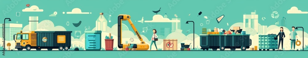 Abstract Colorful Pixel Art Illustrating Waste Management Practices ...