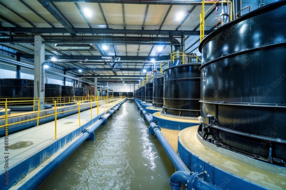 Advanced Bio-Purification System in Industrial Water Treatment Tank ...