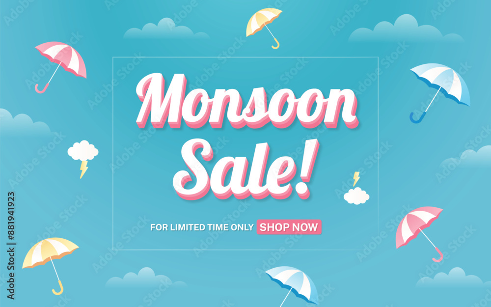 Monsoon sale offer rain season background. Rainy monsoon promotion ...