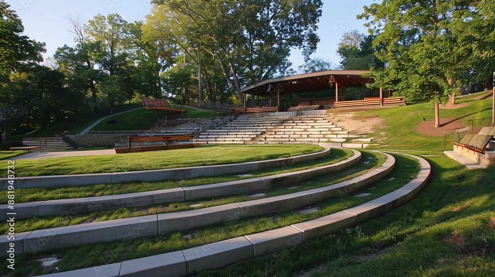 An outdoor amphitheater with a simple, modern design and clean lines ...