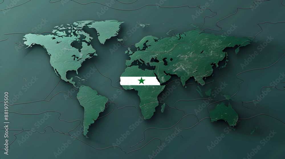 Colorful political world map on green background, political world map ...