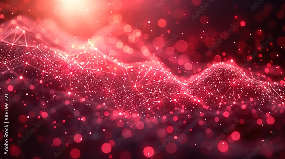 Abstract red and white virtual network, creating a futuristic wallpaper ...